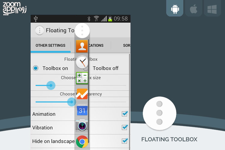 برنامه Floating Toolbox: دسترسی سریع به اپلیکیشن های پراستفاده - زوم‌اپ ...