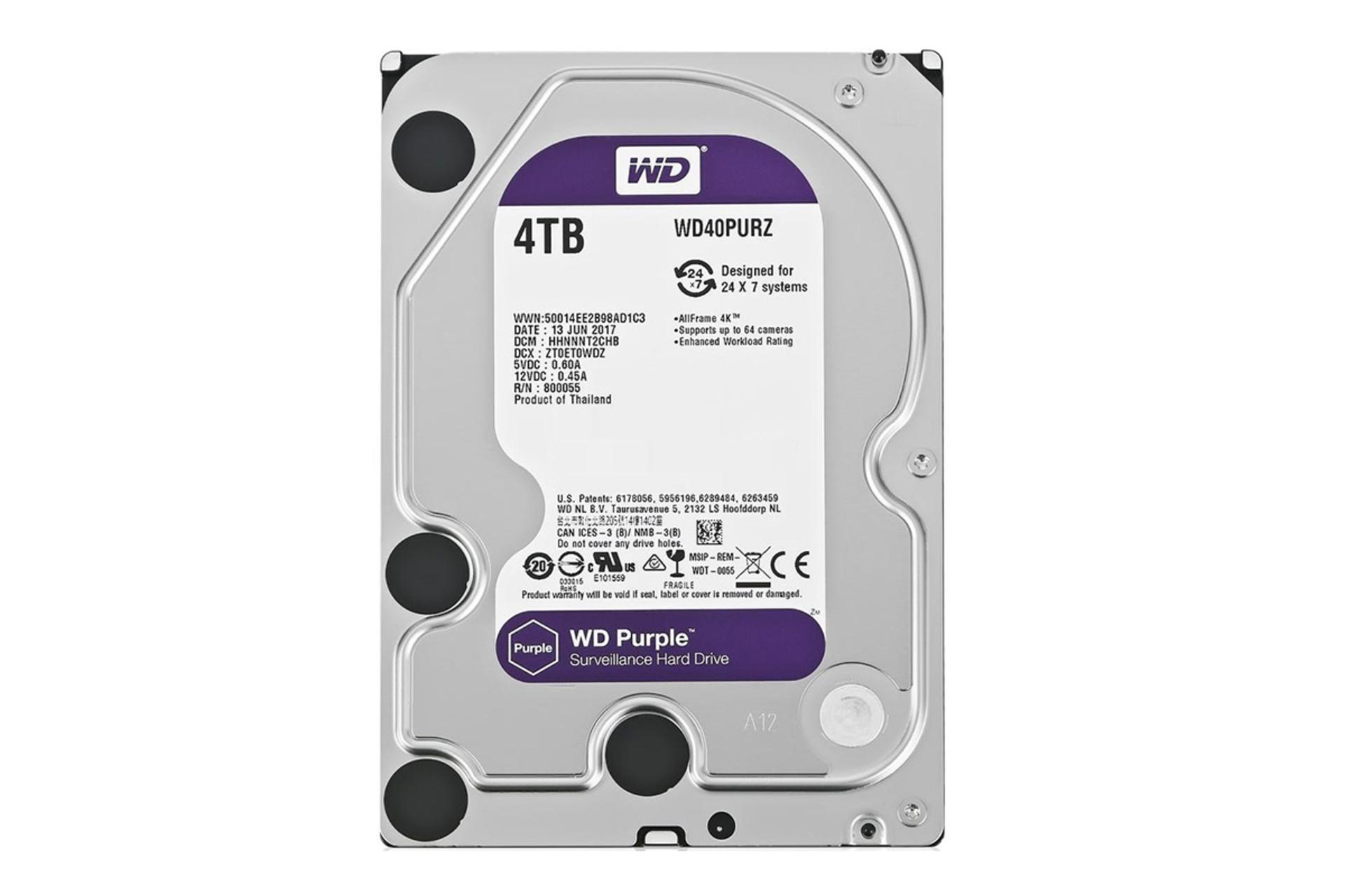 قیمت هارد وسترن دیجیتال Purple WD40PURZ ظرفیت 4 ترابایت