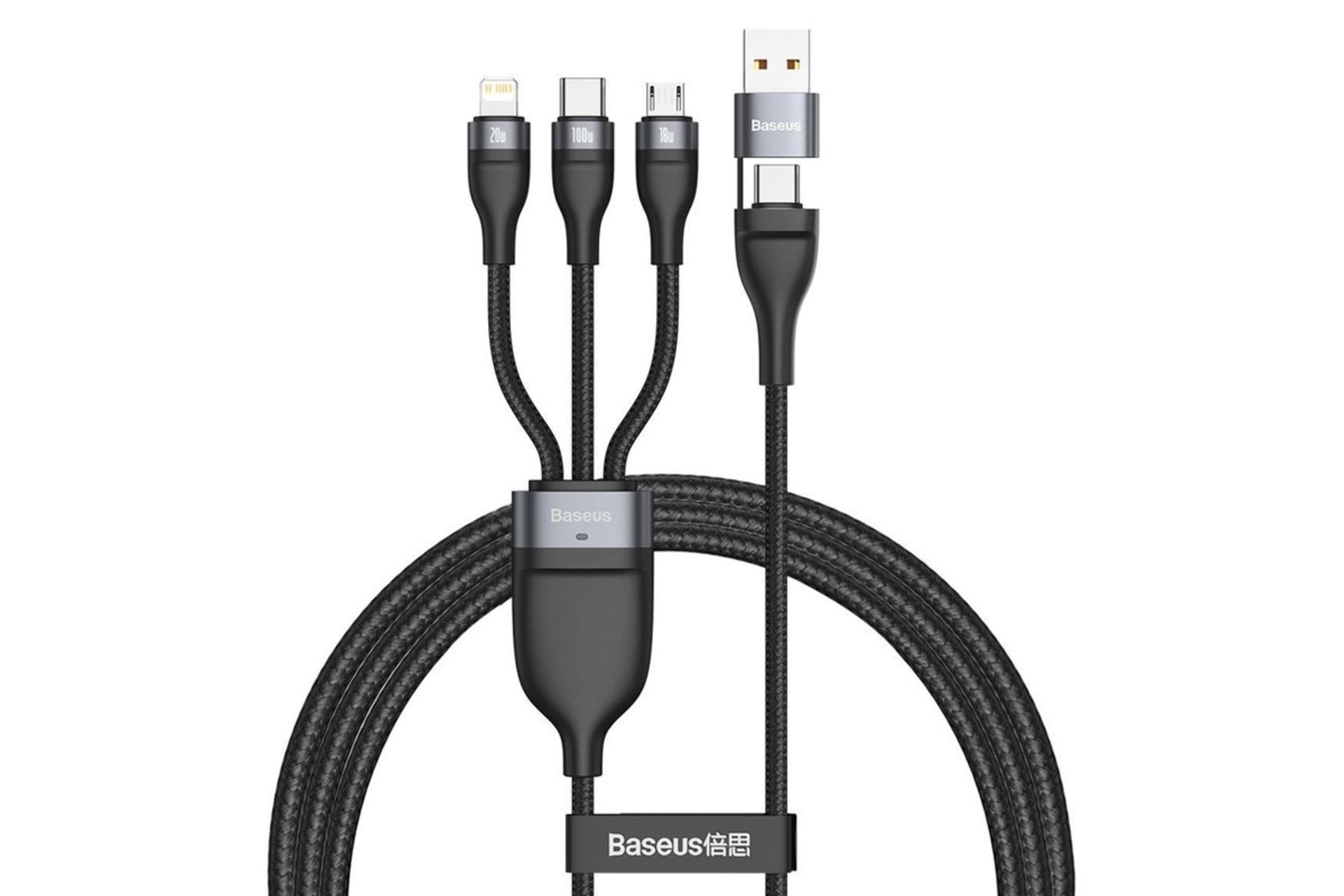 قیمت کابل شارژ باسئوس Type-A/Type-C به Type-C+Micro-USB+Lightning مدل ...