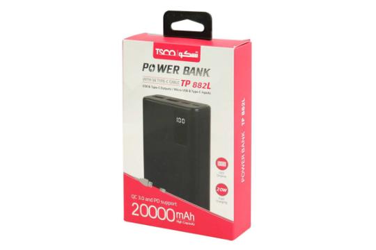 قیمت پاور بانک تسکو TP 882L با ظرفیت 20000 میلی‌آمپر ساعت