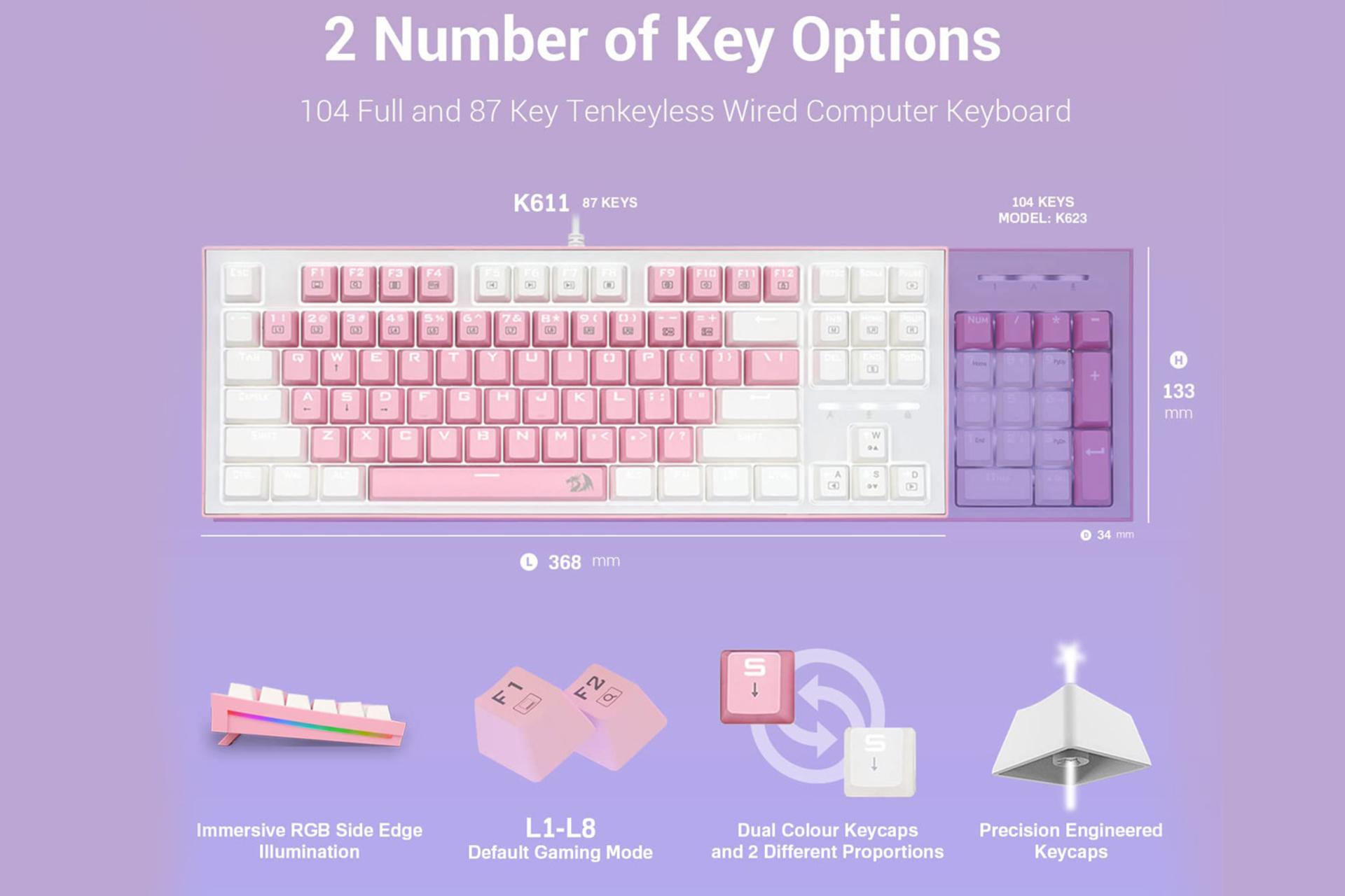 قیمت کیبورد ردراگون Redragon K611 DUAL COLOR