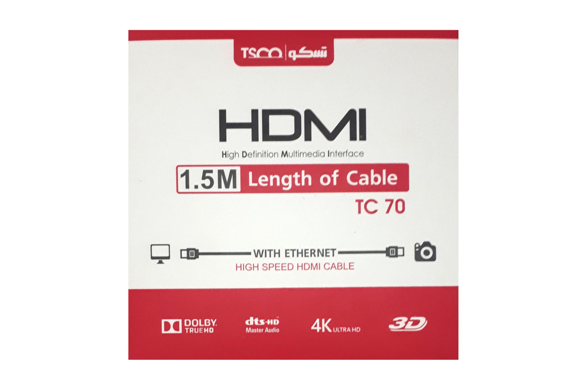 کابل HDMI تسکو TC 70 4K 30Hz نسخه 1.4 با طول 1.5 متر