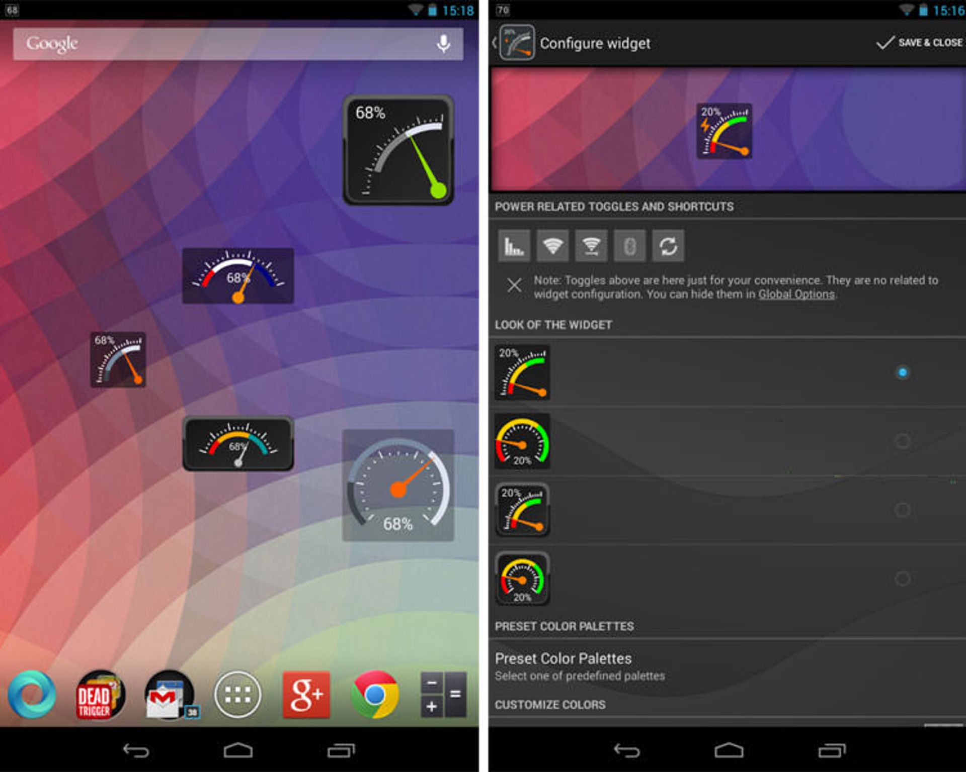 زوم‌اپ: ویجت های متنوع برای نمایش باتری با اپلیکیشن Gauge Battery ...